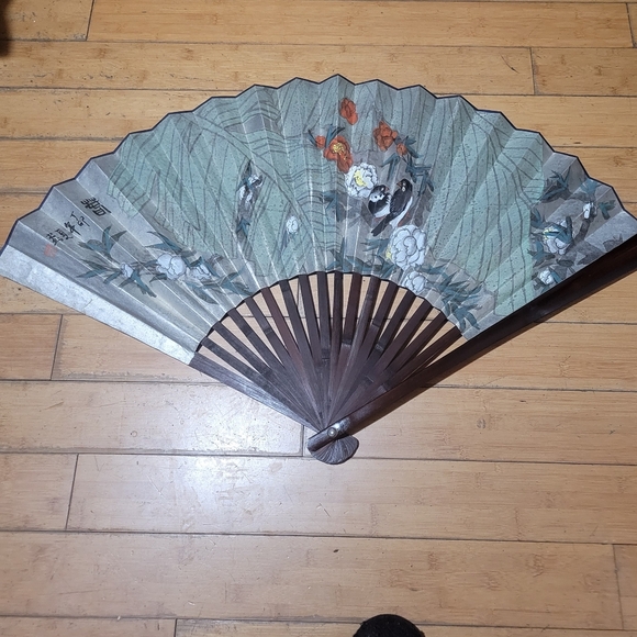 Art | Vintage Wood And Paper 24 X 55 Chinese Wall Fan | Poshmark